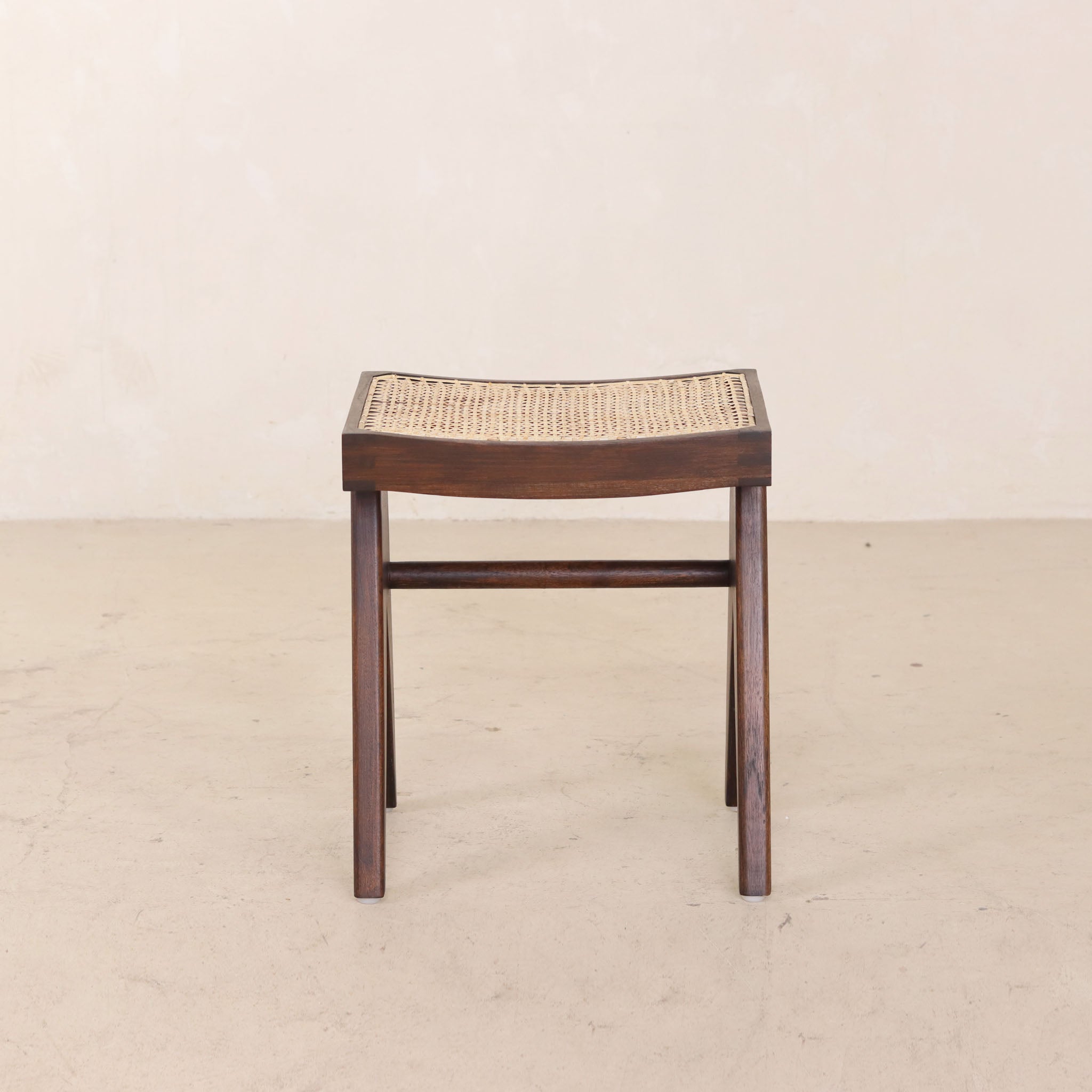 Low Cane Stool Bleached Teak